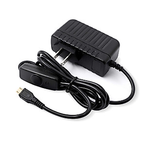 LoveRPi Certfied MicroUSB 5.25V 2.5A Power Supply with Power Switch and Status LED for Raspberry Pi