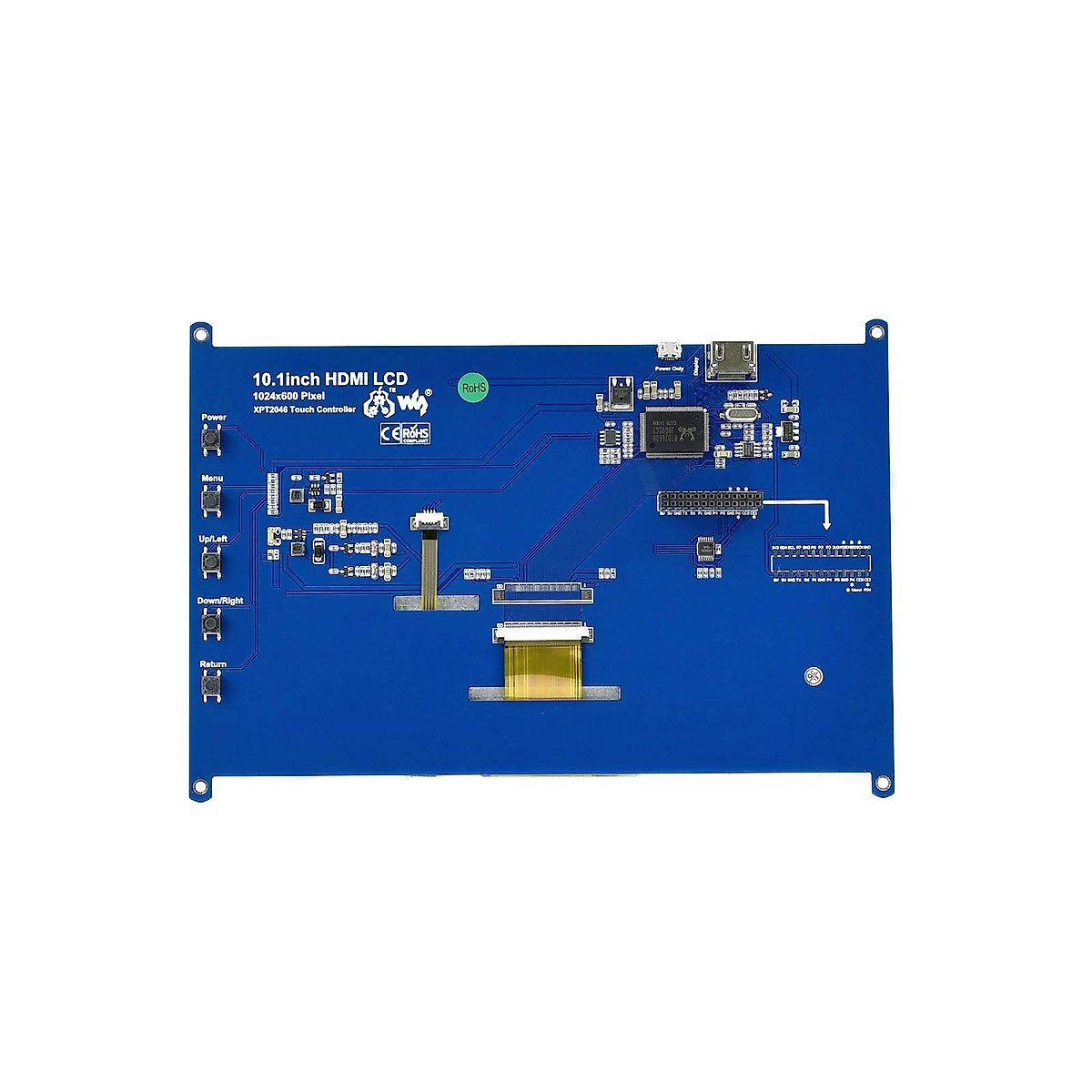 waveshare 10.1inch Resistive Touch Screen LCD Compatible with Raspberry Pi 4B/3B+/3A+/2B/B+/A+/Zero/Zero W/WH/Zero 2W CM3+/4 1024×600 Resolution HDMI IPS Supports Windows