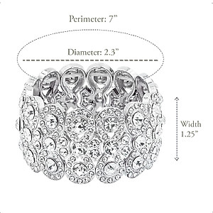 Lavencious Infinity Shape Rhinestone Stretch Bracelet Evening Party Jewelry 7” (Silver)