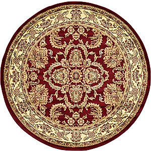 Unique Loom Voyage Collection Traditional Oriental Classic Intricate Design Area Rug (6' 0 x 6' 0 Round, Red/Tan)