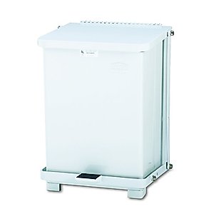 Rubbermaid Commercial ST7EWHPL Defenders Biohazard Step Can, Square, Steel, 7gal, White