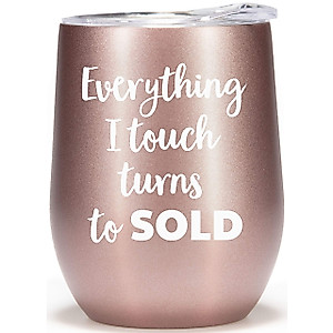 Realtor Gifts For Women Thank you Real Estate Agent Gift at Closing 12oz Wine Glass Tumbler Funny Coffee Mug