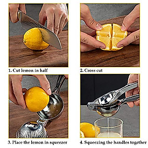 Lemon Squeezer, Monkkino Lemon Squeezer Juicer, Citrus Juicer Handheld, Lemon Juicer, Stainless Steel Juicer Hand Press, Lime Squeezer Bar Tool, Manual Citrus Press, Lime Juicer with Zester, 2 pcs