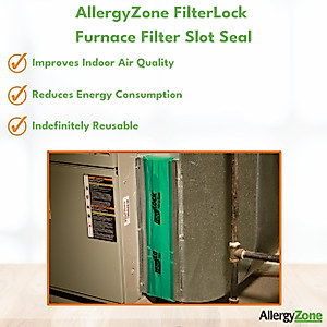 AllergyZone FilterLock Furnace Filter Slot Seal – Magnetic Seal Cover for Any 1” Furnace Filter, Up To 25” Long, Reduce HVAC Air Leaks, Green