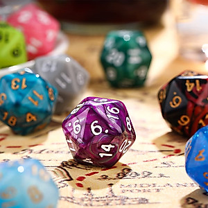 Skylety 50 Pieces Polyhedral Dice Sets with Black Pouch Compatible with RPG MTG Tabletop Role Playing Table Games Multi Colored Assortment(20 Sided Style)