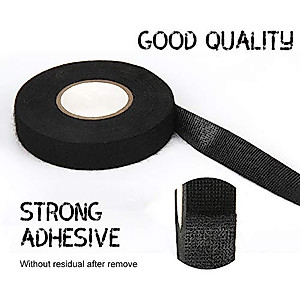 WFPOWER Cloth Tape for Wire Loom Harness 5 Pack, Wiring Harness Cloth Tape Black Adhesive Fabric Tape for Automobile Electrical Wire Harness Noise Damping Heat Proof Fire Resistant 19 mm X 15m