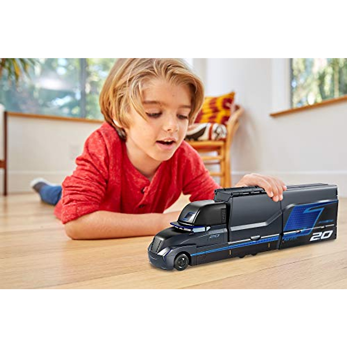 Disney Pixar Cars Jackson Storm Launching Hauler, Miniature Racecar Carrier Toys For Racing Play, Small, Portable, Collectible Automobile Toys Based on Cars Movies, Toys for Kids Age 3 and Up