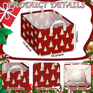 Boao 6 Pack Christmas Storage Bin Collapsible Large Christmas Storage Baskets for Gifts Canvas Laundry Basket Foldable Storage Box with Handle for Office Home Bedroom Clothes(Red, Green, Classic)