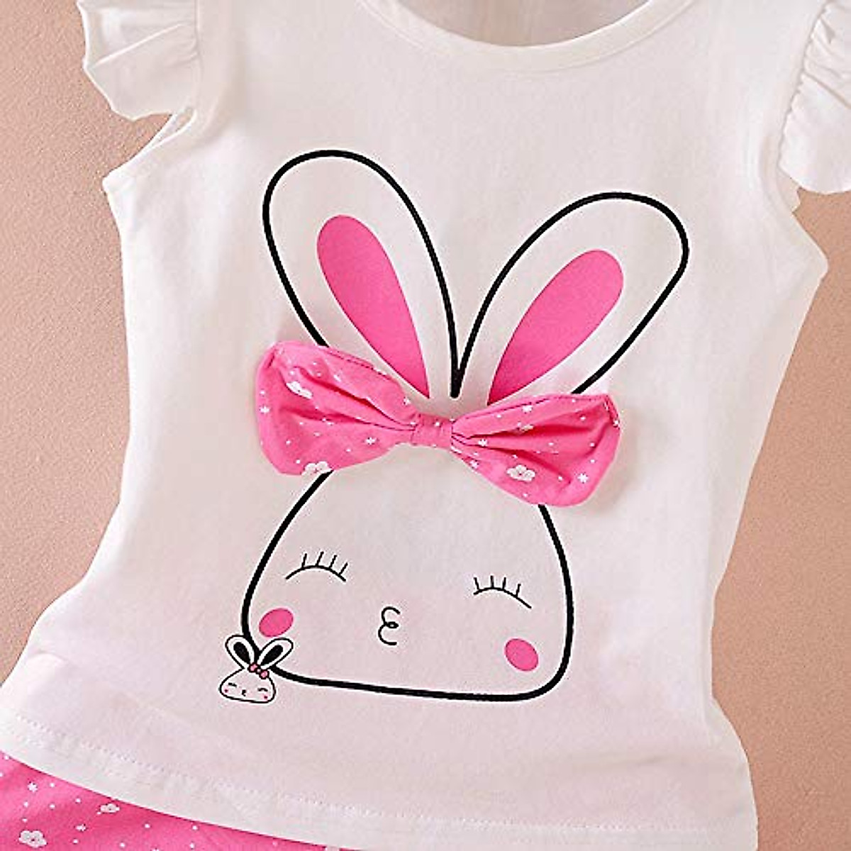 Easter Outfits Baby Girl Clothes Summer Outfits Short Sets 2 Pieces with T-Shirt + Short Pants (Red, 12-18 Months（80）)