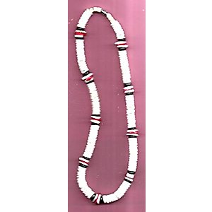 8 mm 18" CLAM SHELL NECKLACE- FOR TEEN AGES COLOR RED AND WHITE
