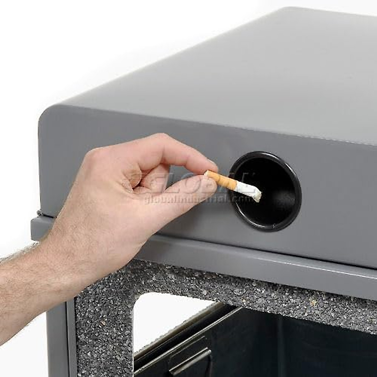 Global Industrial Stone Panel Trash Weather Urn, 13-1/2" Square X 35" H, Gray