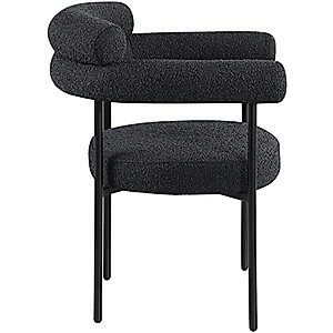 Meridian Furniture Blake Collection Modern | Contemporary Boucle Fabric Upholstered Dining Chair with Metal Frame, Set of 2, 28.5" W x 24" D x 31.5" H, Black