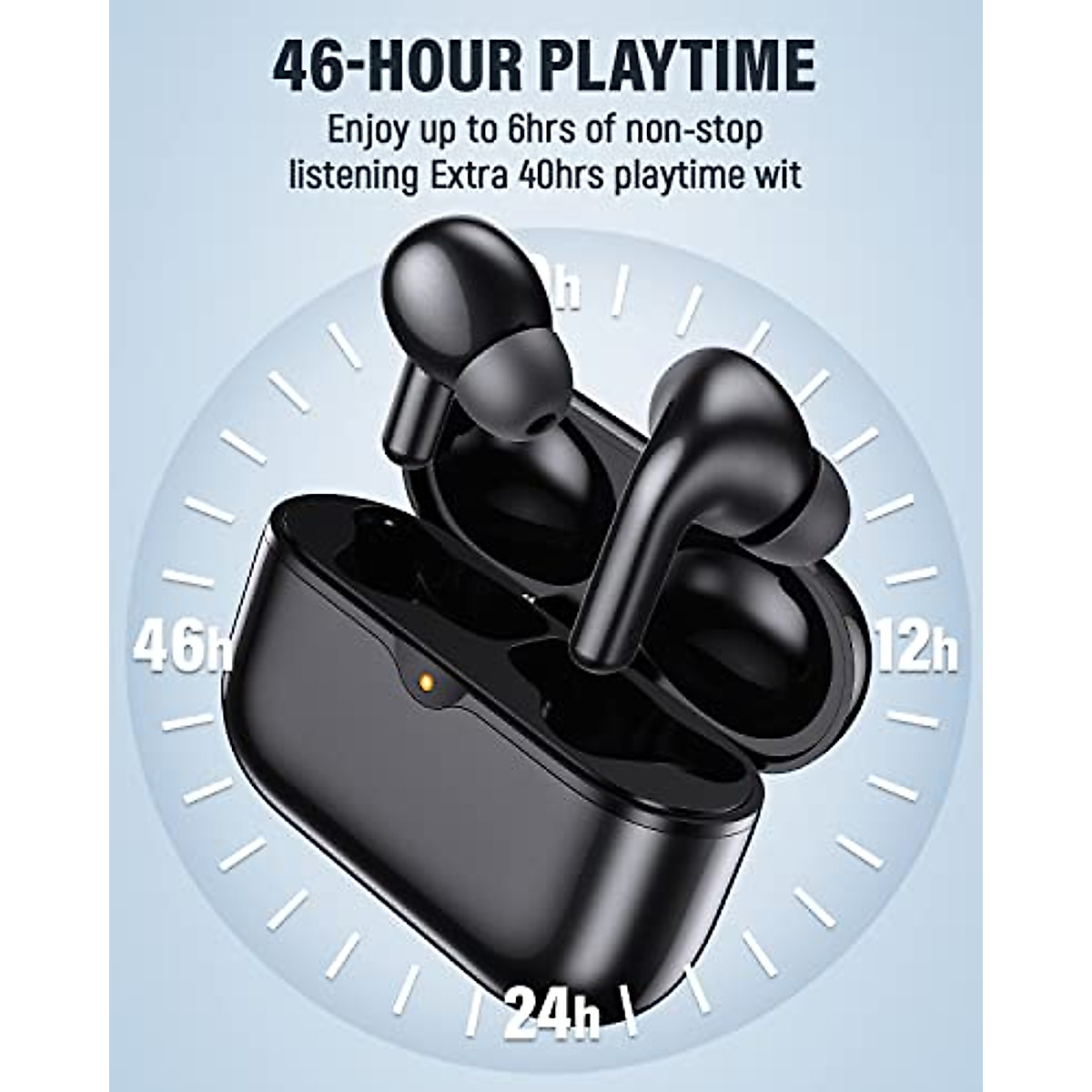 leuxe SOUCON ORYTO Wireless Earbuds 35Hrs Playtime TWS Bluetooth 5.0 Headphones Hi-Fi Stereo Sound in-Ear Earphones Touch Control Headset with Charging Case & Built-in Mic for Call Music, Black