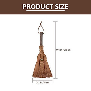YARDWE Mini Palm Broom Natural Whisk Sweeping Hand Handle Broom Small Tea Ceremony Broom Desk Cleaning Brush for Dining Room Tables Countertop Brown 2