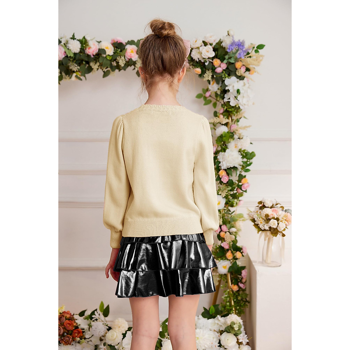 GRACE KARIN Sweater for Teen Girls 12-14 Crew Neck Pullover Apricot Sweaters Fall Winter