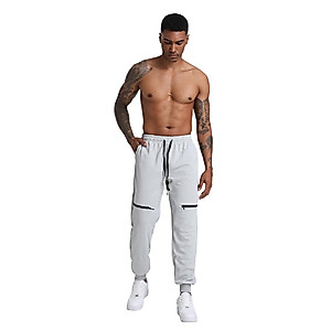 GIROLA Men's Sweatpants, Slim Fit Men Jogger Pants Tapered Gym Workout Pant for Jogging,Casual Athletics,Running,Training Grey