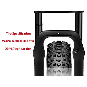 Bike Suspension Double Crown Fork 20inch*4.0 Fat Tire Fork 1-1/8inch Thread-Less Straight Steerer 135mm Travel MTB Snow Beach Electric Bicycle Front Forks