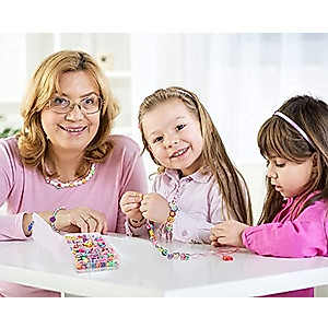 JOICEE 300PCS Fruit Smiley Handmade Polymer Clay Beads 15 Styles Flower Letter Beads Soft Beads for Women Girls Jewelry Making DIY Bracelet Necklace Earring Accessories with 4m Crystal Elastic String.