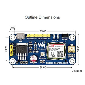 GSM GPRS Bluetooth HAT Based on SIM800C Wireless Internet Compatible with Raspberry Pi 2 3 4 Model B B+ Zero W WH @XYGStudy