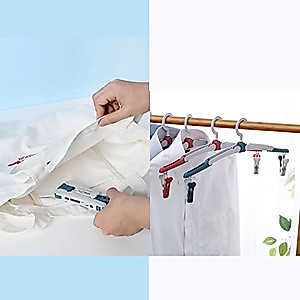 5Pcs Foldable Travel Hangers with 10Pcs Clips Portable Folding Clothes Hangers Travel Accessories Foldable Clothes Drying Rack Hangers Space-Saving Travel & Home Plastic Clothes Hangers