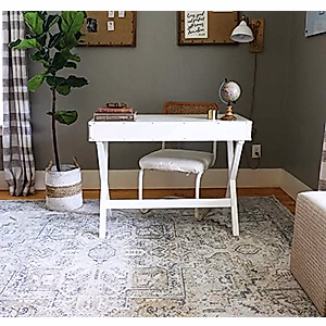 Hauteloom Hera Machine Washable Living Room Bedroom Area Rug - Pet Friendly - Vintage Distressed - Bohemian Oriental Persian Traditional Look - Olive Green, Grey, Beige - 7'10" x 10'2"