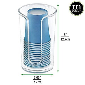 mDesign Small Plastic Cosmetic Pad Dispenser - Compact Storage Holder for Astringent Wipes on Bathroom Vanity Countertops, Cotton Rounds Included - Lumiere Collection - Clear