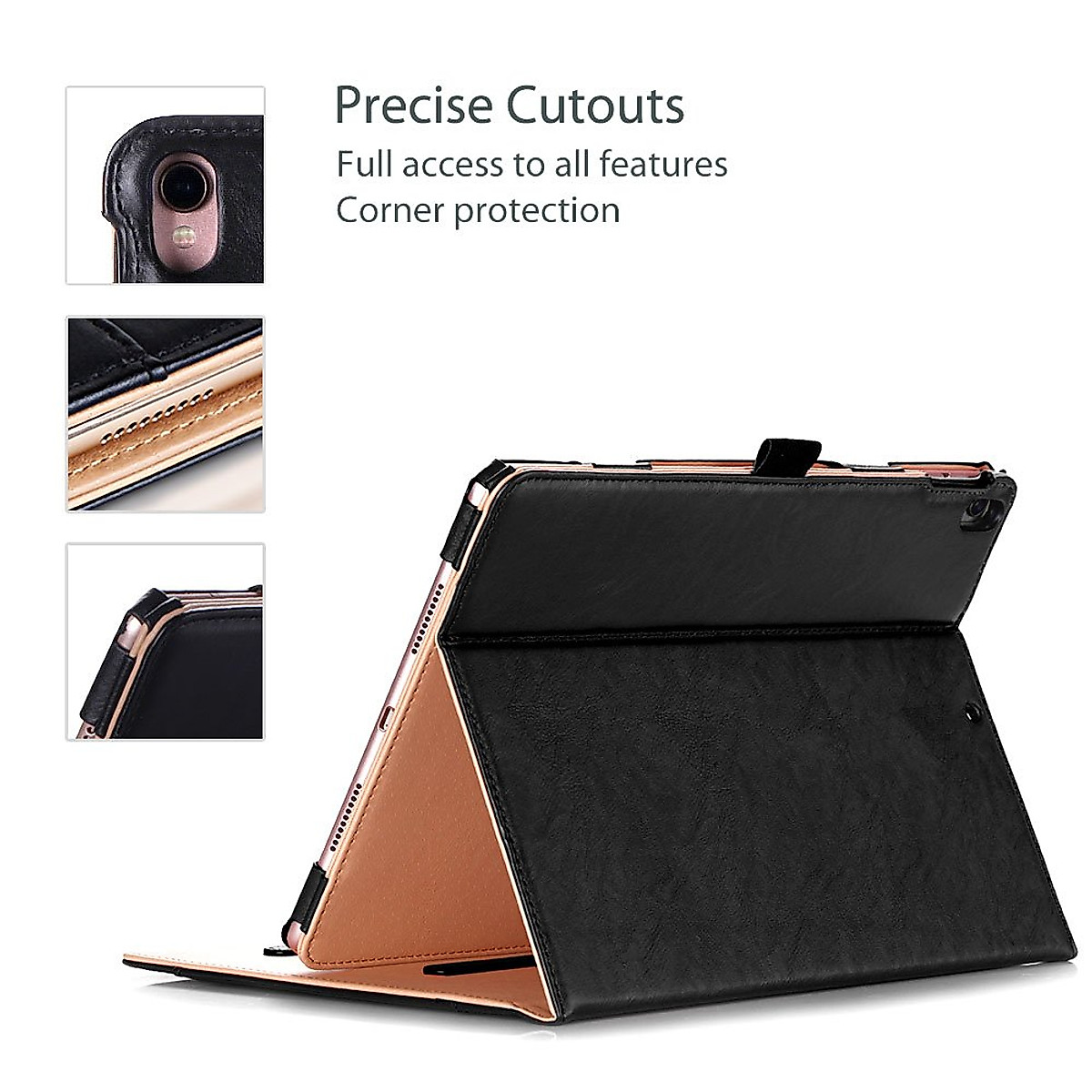 ProCase Case for iPad Air (3rd Gen) 10.5" 2019/iPad Pro 10.5" 2017, Vintage PU Leather Stand Folio Cover for iPad Air 3/iPad Pro 10.5-inch Multiple Viewing Angles with Pencil Holder -Black