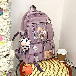 Kawaii Backpack for Girls Bag with Pendant Pins Accessories Cute Aesthetic Backpack Large Capacity Laptop Bag