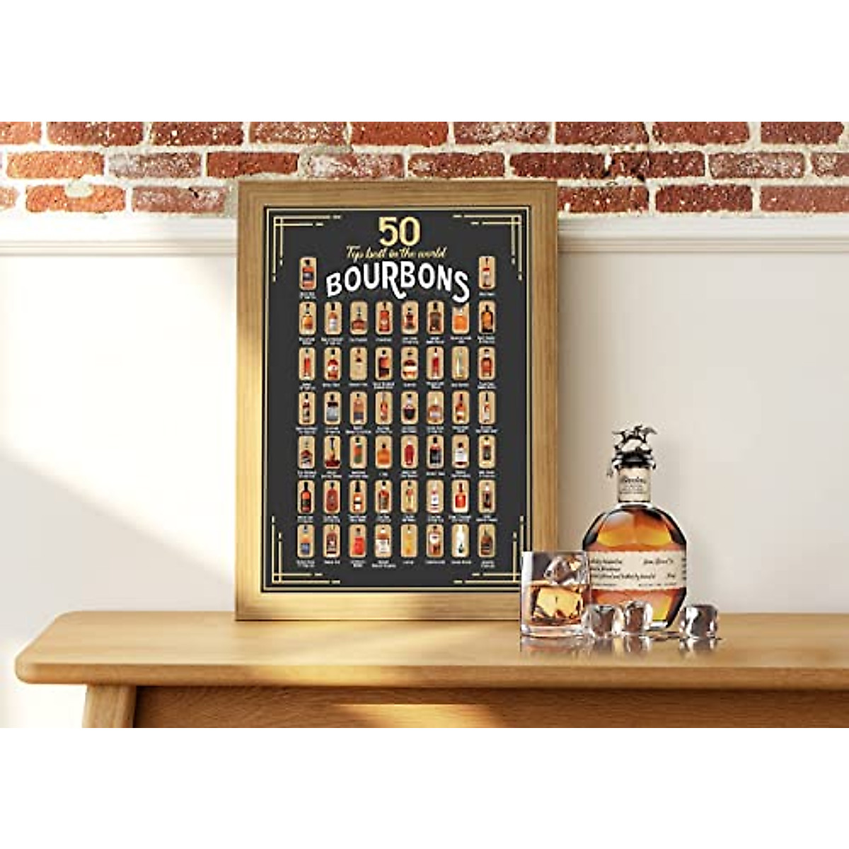The Bourbon Bucket List 50 Best Bourbons Scratch Off Poster - Gift For Whiskey Lover, Bar, Game Room or Man Cave - Bourbon poster - Men poster - Bourbon gifts - Whiskey gift, 13,3*1,9*1,9