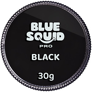 Blue Squid PRO Face Paint - Classic Black (30gm), Professional Water Based Single Cake Face & Body Paint Makeup Supplies for Adults Kids Halloween Facepaint SFX Water Activated Face Painting Non Toxic