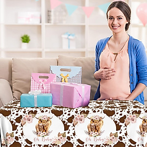 HAKOTI 3Pack Holy Cow Tablecloth,Cow Baby Shower Decorations Brown Cow Print Rectangular Plastic Table Cover for Birthday Party Supplies,Farm Animal Themed Party Decorations