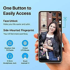 UMIDIGI Power 7 Cell Phone, 4GB+128GB 6150mAh Battery Unlocked Smartphone with 6.7" Full Screen + 20MP AI Triple Camera Android Smartphone Gold