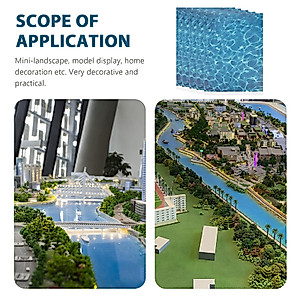 Lurrose 5 Sheets Pearlescent Ripple Stream Sheet Artificial Water Effect Sheet Panel Stream Pattern Lake River Diorama Scene Scenery for Home DIY Craft Art Blue