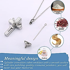 Junkin Ashes Necklace Urn Necklace Cross Stainless Steel Cross Memorial Cremation Jewelry for Ashes Urn Cremation Pendant for Human Ashes (4 Pieces)