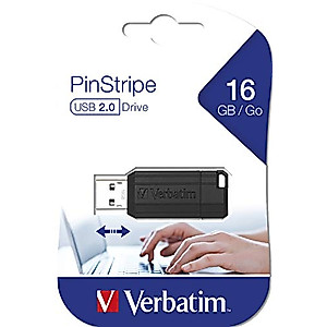 Verbatim 16 GB Pinstripe USB Flash Drive, Black 49063