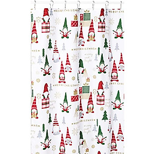 Indecor Home 15-Piece Christmas Holiday Bathroom Decoration Accessory Set | Bath Rug/Mat | Toilet Lid Topper | Shower Curtain | 12 Hooks | 5 Styles to Choose from (Gnome)