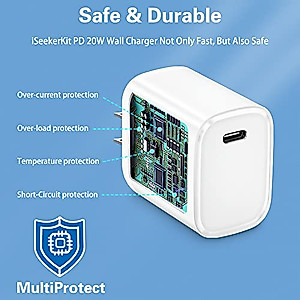 USB C Wall Charger, 20W PD Power Adapter Charging Block, iSeekerKit 5 Pack Fast C Charger Compatible with iPhone14 13 12 11 Pro/Pro Max SE/X/XS, Pad Pro, Galaxy S20 S10 S9 A01 A11,Pixel 5 4a 3a Black