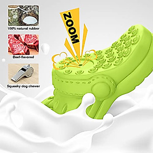 IZETIANZHE Indestructible Dog Toys, Squeaky Dog Toys for Aggressive Chewers, Tough Dog Chew Toys for Medium/Large Dogs/Heavy Duty Dog Toys (Slipper-Green)