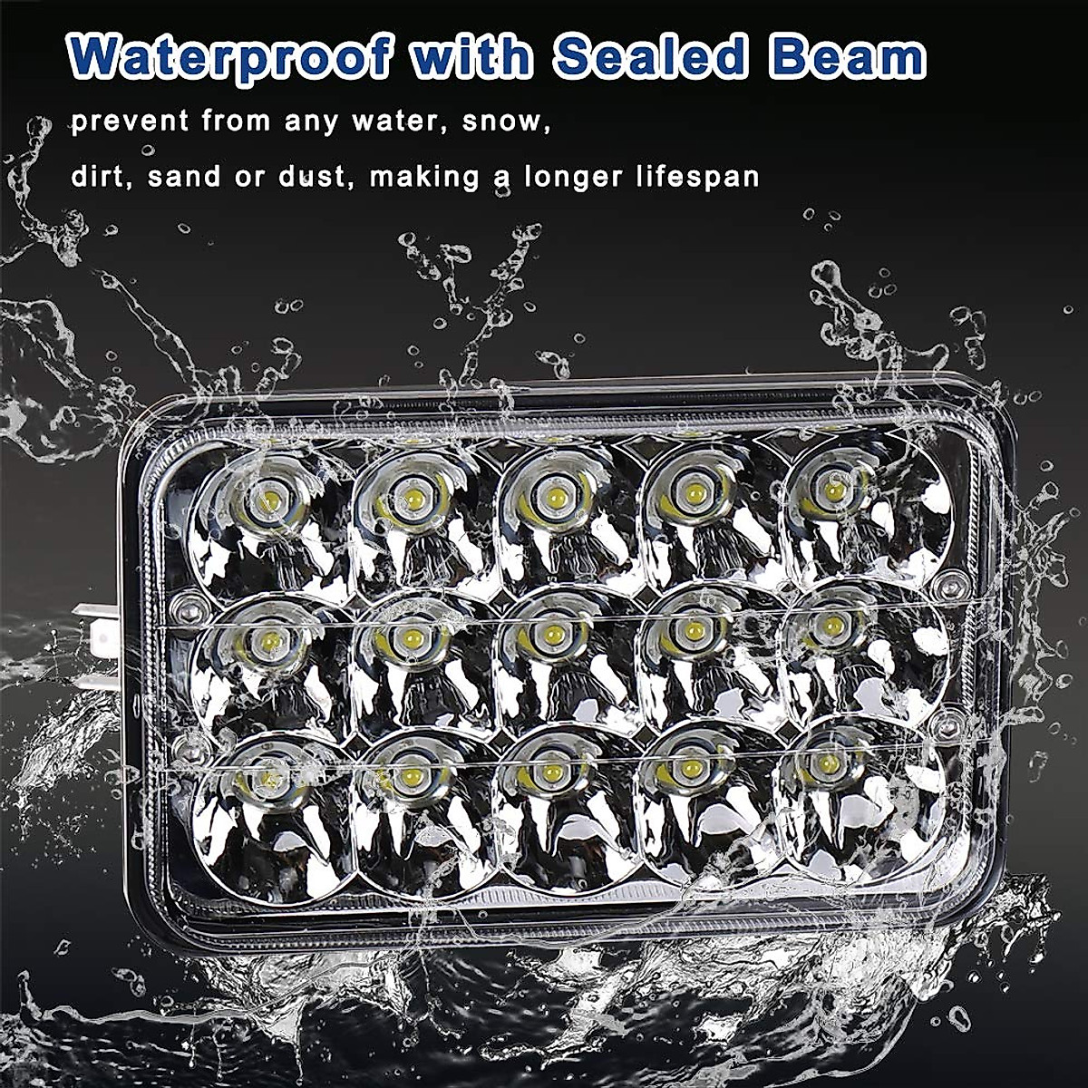 Dot Approved 4x6 Inch LED Headlights Hi/Lo Sealed Beam Replace Projector Rectangular H4651 H4652 H4656 H6545 Headlamp Peterbil KW Kenworth Freightinger Ford Probe Chevy Oldsmobile Cutlass 4PCS