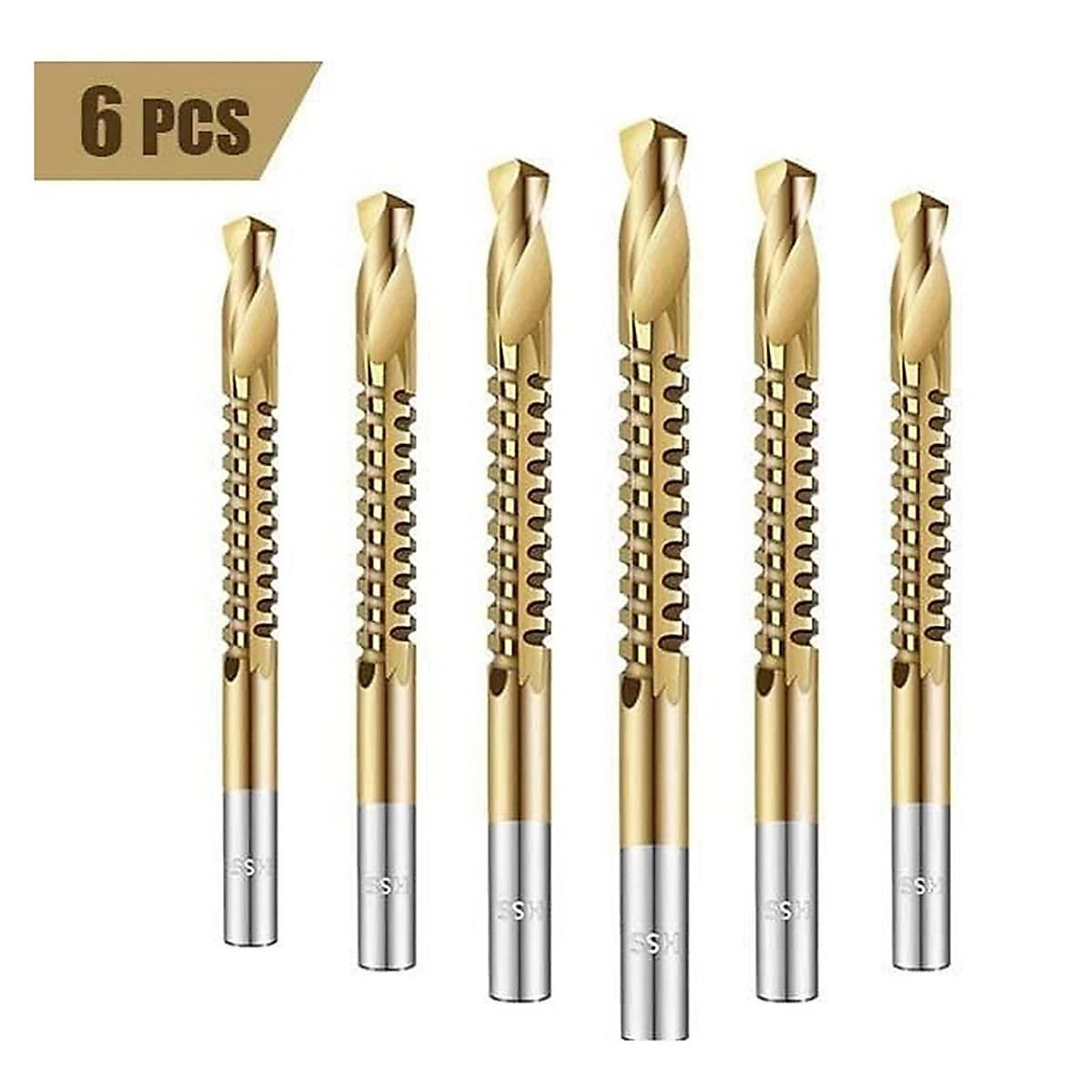 Surface Milling Cutter 6pcs/set Serrated Drill Bit Twist Drill Household Metal Punching Woodworking Reaming Multifunctional Hand Drill 3mm-8mm