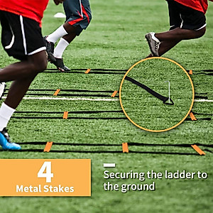 GHB Agility Ladder Speed Training Ladder 20 Feet 12 Rung Exercise Ladder, 10 Disc Cones,Resistance Parachute,Football Training Equipment Set