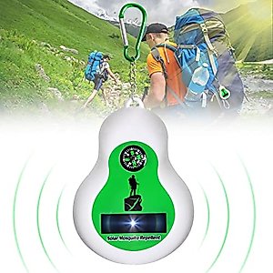 Solar Ultrasonic Outdoor Mosquito Repellent Bug Zapper Outdoor with Compass, Zapper Mosquito Can be Hung Zapper Electronic Insect Killer Design for Camping, Mountaineering, Picnic, Cycling
