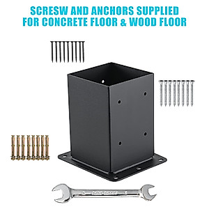 AXWHYS 4x4 Post Base 4 Pcs, (Inner Size 3.6x3.6) Post Anchors, 13GA Thick Solid Steel & Black Powder Coated,Deck Post Brackets Support Deck Base Plate Pergola Brackets Fence Kit Mailbox Mount