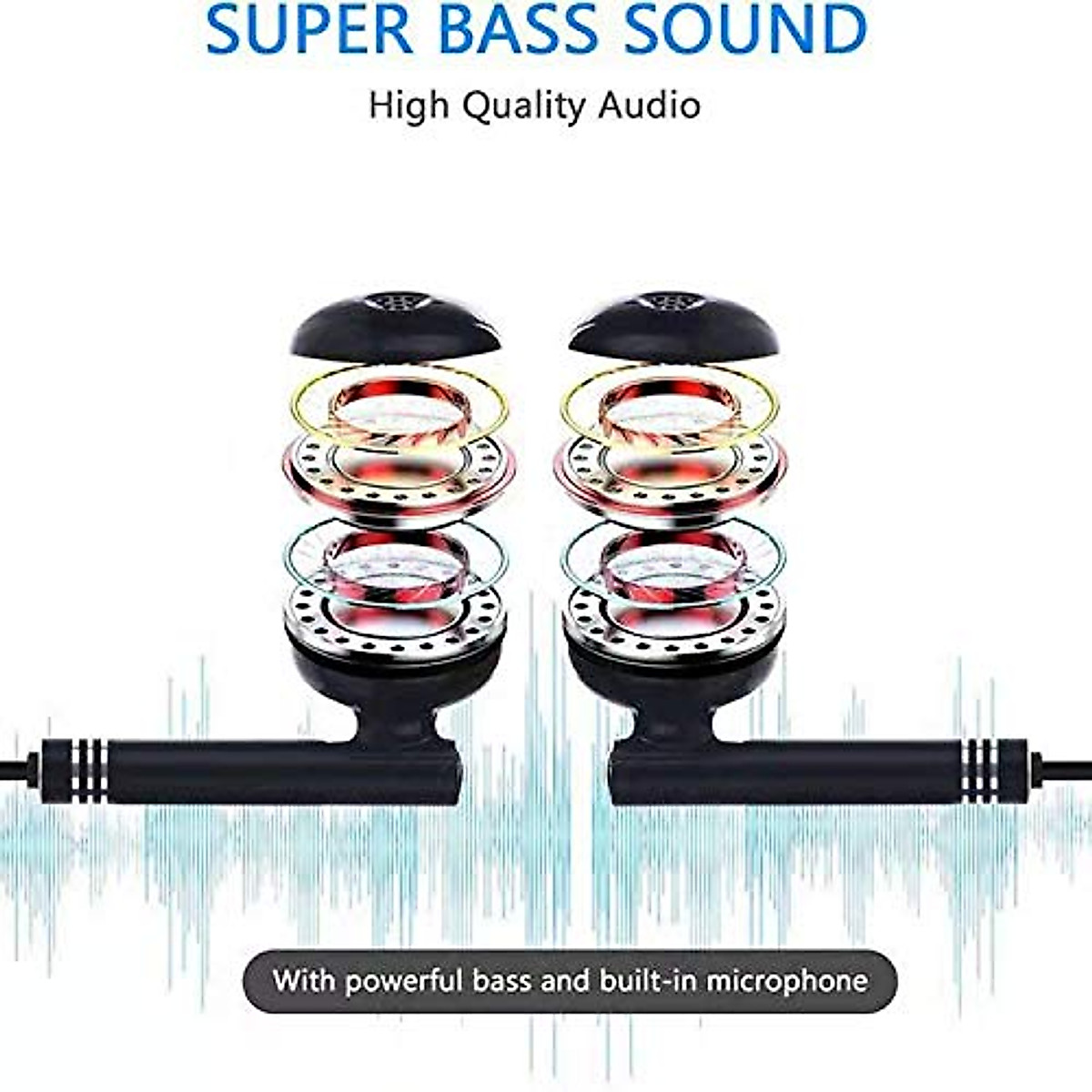 Earphones with Microphone Noise Isolating Stereo 3.5mm Jack in-Ear Earphones Universal Compatible with 6s/6 Plus/SE and Android Smartphones, MP3