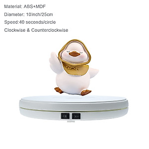 Erfo Motorized Rotating Turntable with LED, 10inch/25cm Diameter Electric Display Turn Stand, 360 Degree Rotation for Showing Jewelry, Watch, Digital Product, Wine, Collectibles (White)