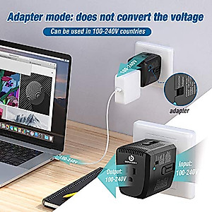 2000Watts Voltage Converter, 220V to 110V Converter, International Plug Adapter, Power Converter Adapter Combo, US to Europe, UK, Israel, Africa Over 150 Countries (Black)