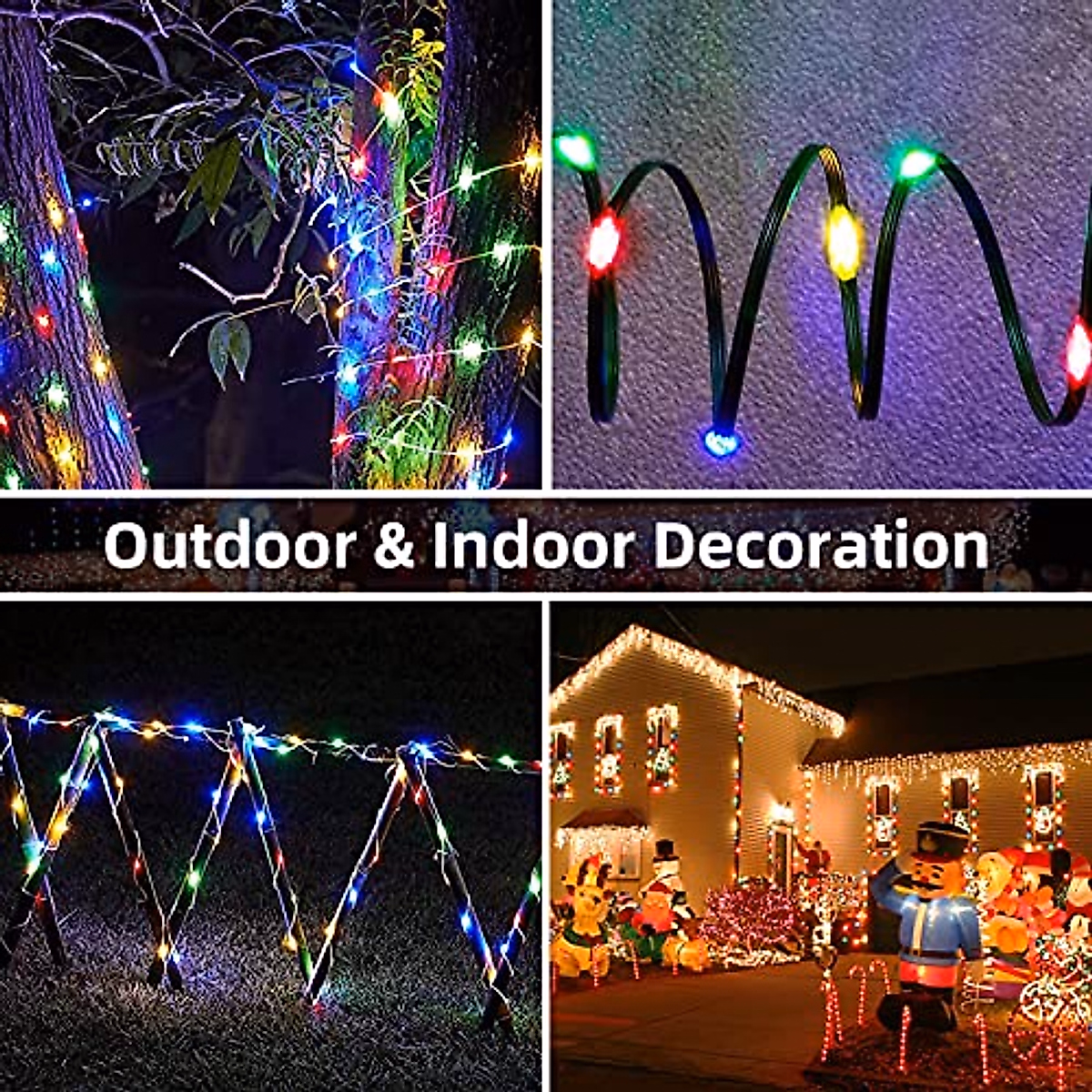 Solar Christmas Lights Outdoor ,2 Pack 72ft 200LED Solar String Lights Outdoor Waterproof , 8 Lighting Mode Solar Fairy Lights for Halloween,Garden,Party,Christmas Tree,Camp.( Multi-Color)