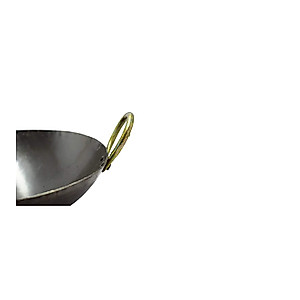 Galaxy store UK Galaxy Store Indian Traditional Iron Kadai Iron Kadhai Cooking Wok Iron Karahi Woks 3 Liter with Handles, Dark Gray, 3 Ltr