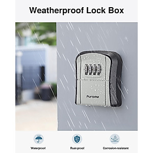 Puroma Key Lock Box Combination Lockbox Wall-Mounted Key Storage Box for House Keys, Resettable Code Safe Security Lock Box for Home, Office, Garage, Apartment Spare Key Storage (1 Pack, Grey)