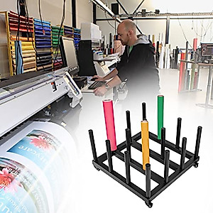 Vinyl Storage Cart Mobile Rack 16 Roll Holder Heavy Duty Digital Media for Mobile Storage Rack Suit for Blueprint/Photography Paper Rolls Organize